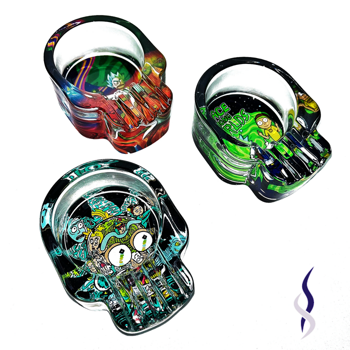 Rick and Morty Thick Glass Skull Shaped Ashtray ASH182