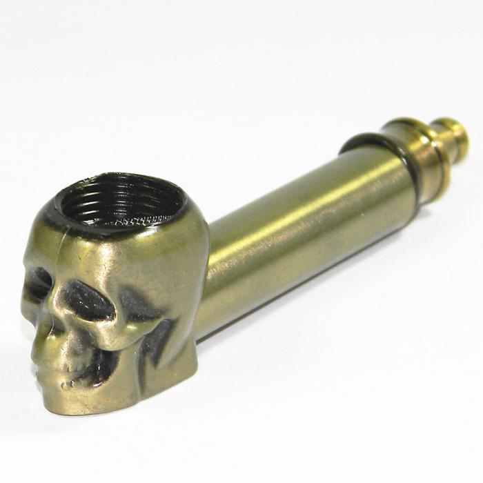 Skull Metal Dry Pipe Gold