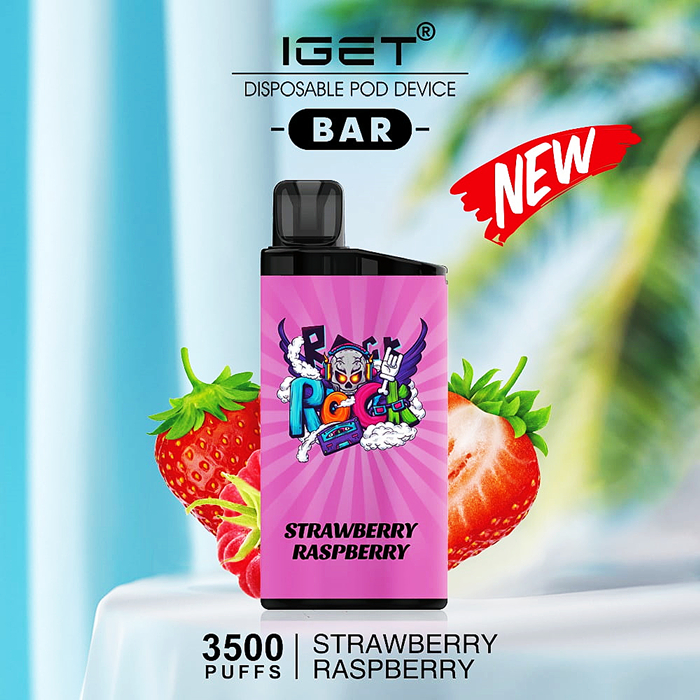 IGET BAR STRAWBERRY RASPBERRY 3500 PUFFS 0mg Nicotine