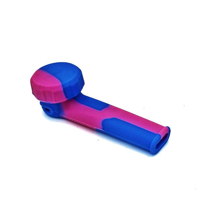 Karmas Silicone Hand Smoking Pipe Blue Pink