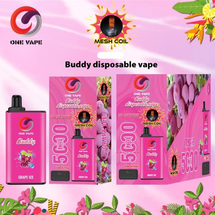 5000 Puffs One Vape Buddy Disposable Vape Mesh Coil Grape Ice