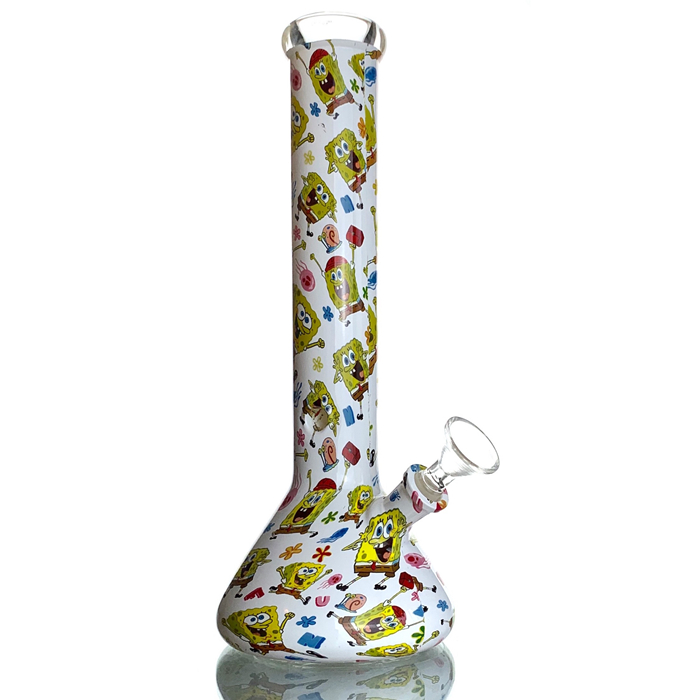 OZS Full Thick Glass Beaker Bong Pattern Sponge Bob 27cm