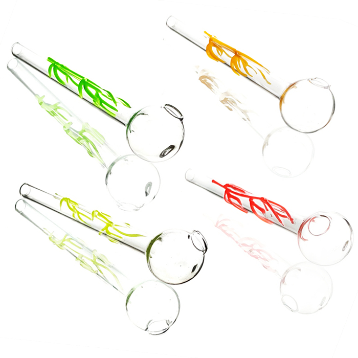 Straight Glass Pipe With Noctilucent Decoration Four Color Pack